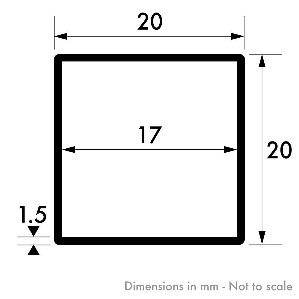 20mm x 20mm x 1.5mm 304 Brushed Polished Stainless Steel Box Section